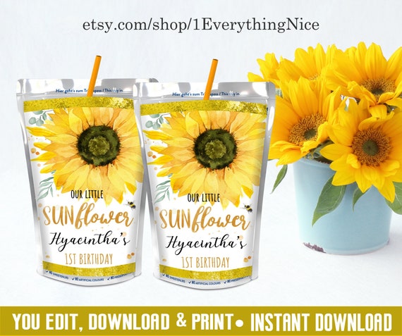 Editable Digital Instant Download Gold Sunflower Sunflowers Sunshine