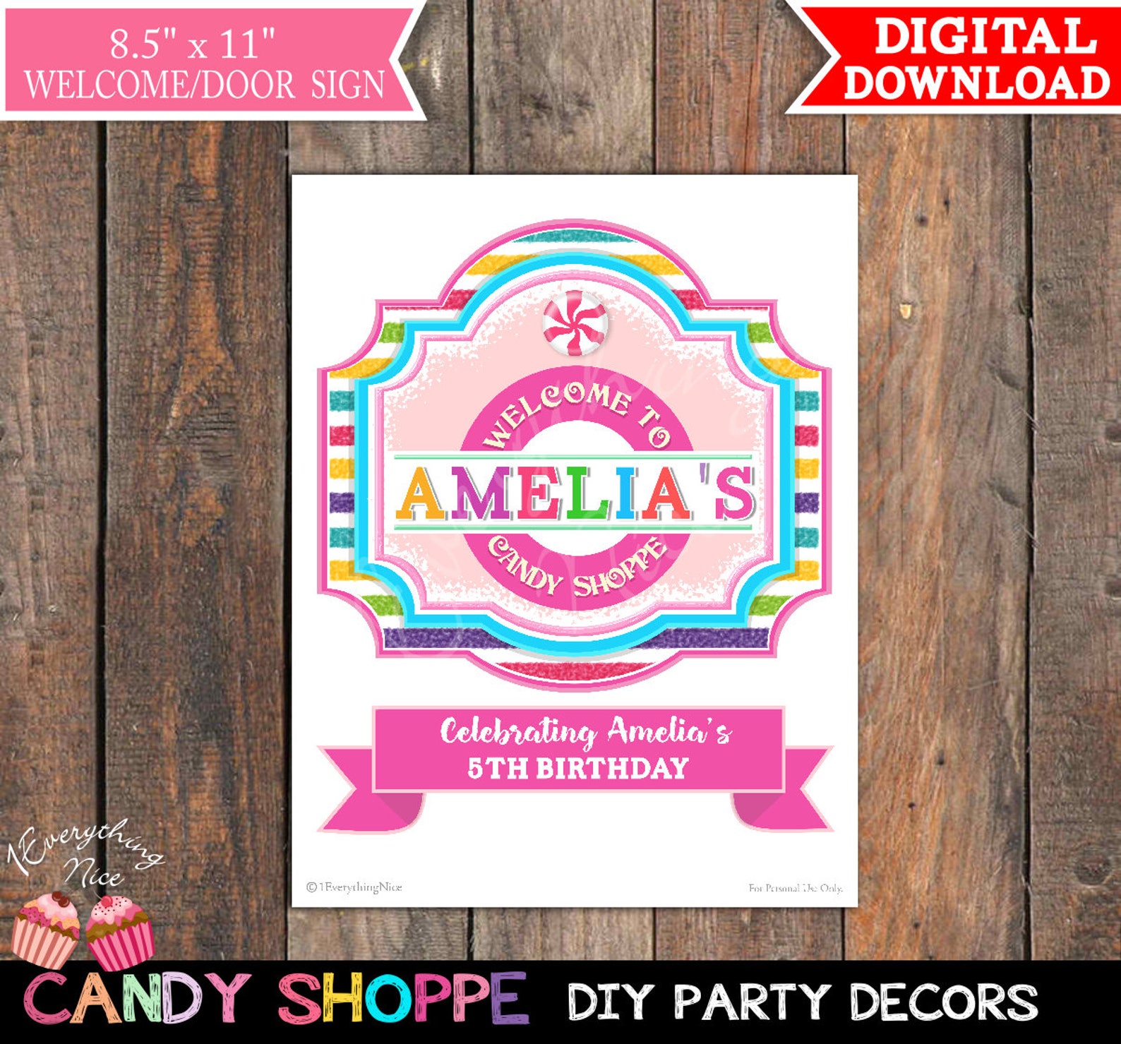 Sweet Candy Shoppe Theme Welcome Door Sign | Etsy