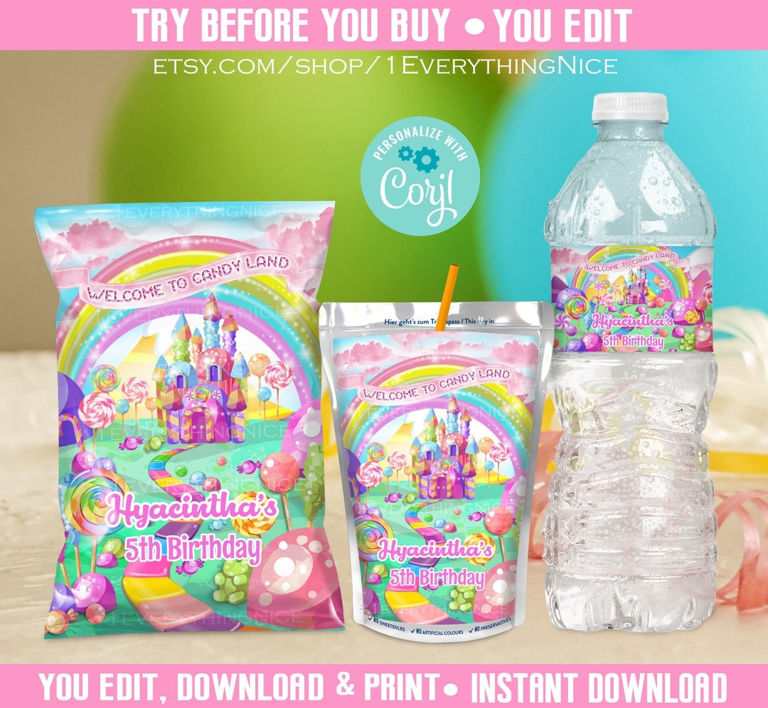 Pastel Candy Land Candyland Birthday Party Printable Editable DIGITAL ...