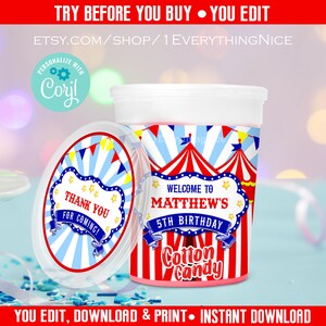 Circus Carnival Theme Instant Download Editable Birthday Party Digital ...