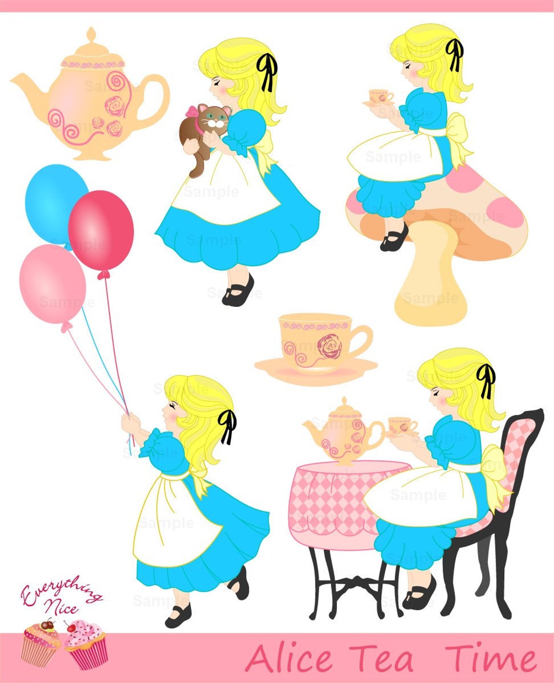 Tea Time Tea Party Clipart Set - Etsy