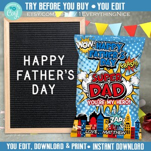 Instant Download Super Dad Happy Father's Day Best Daddy Pop Father ...