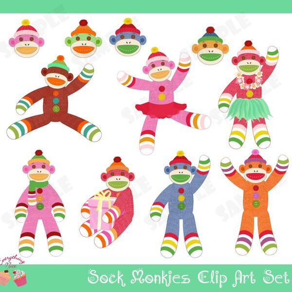 Sock Monkey Clip Art - Etsy