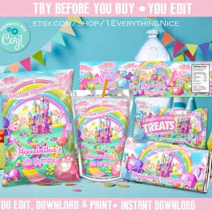 Pastel Editable DIGITAL DOWNLOAD Candy Land Candyland Birthday - Etsy