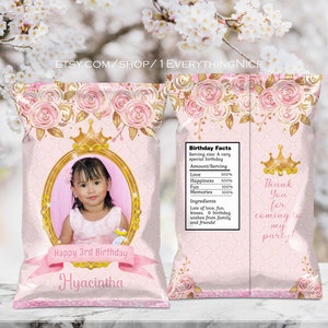 Princess Editable DIGITAL Instant DOWNLOAD Pink Flowers and Gold Royal ...