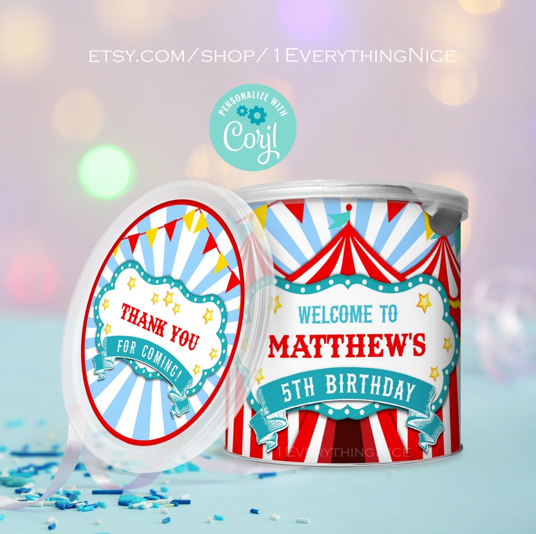 Carnival Circus Red Theme Potato Chips Can Label Instant Digital ...