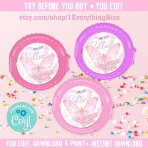 Pink Butterfly Butterflies Theme Wrappers and Labels Bundle Set 6 ...