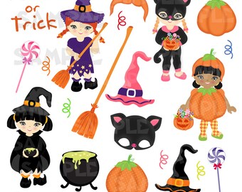 HALLOWEEN Digital Clipart Halloween Clip Art Trick or Treat - Etsy