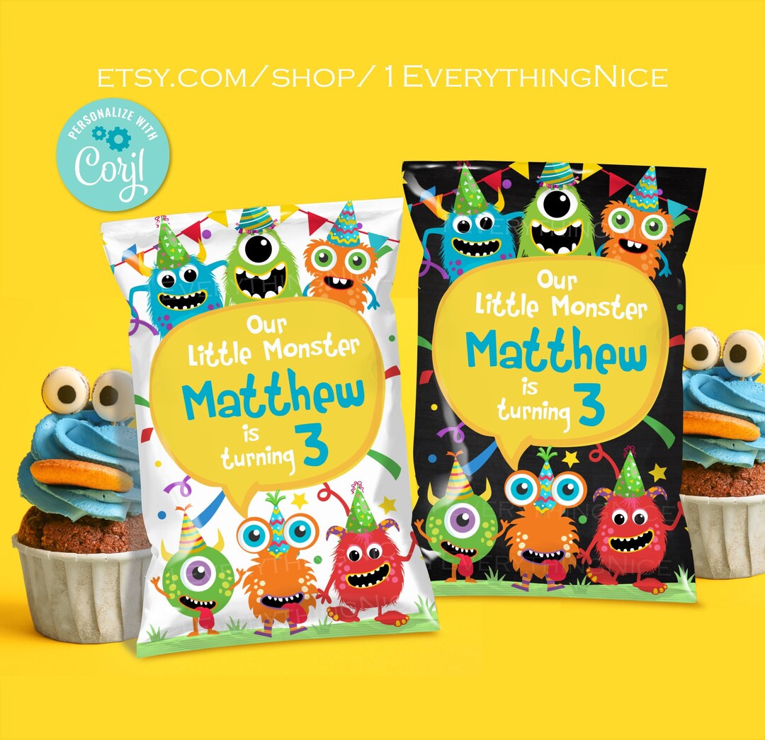 Cute Monsters Monster Bash Editable Instant DIGITAL DOWNLOAD Theme Chip ...