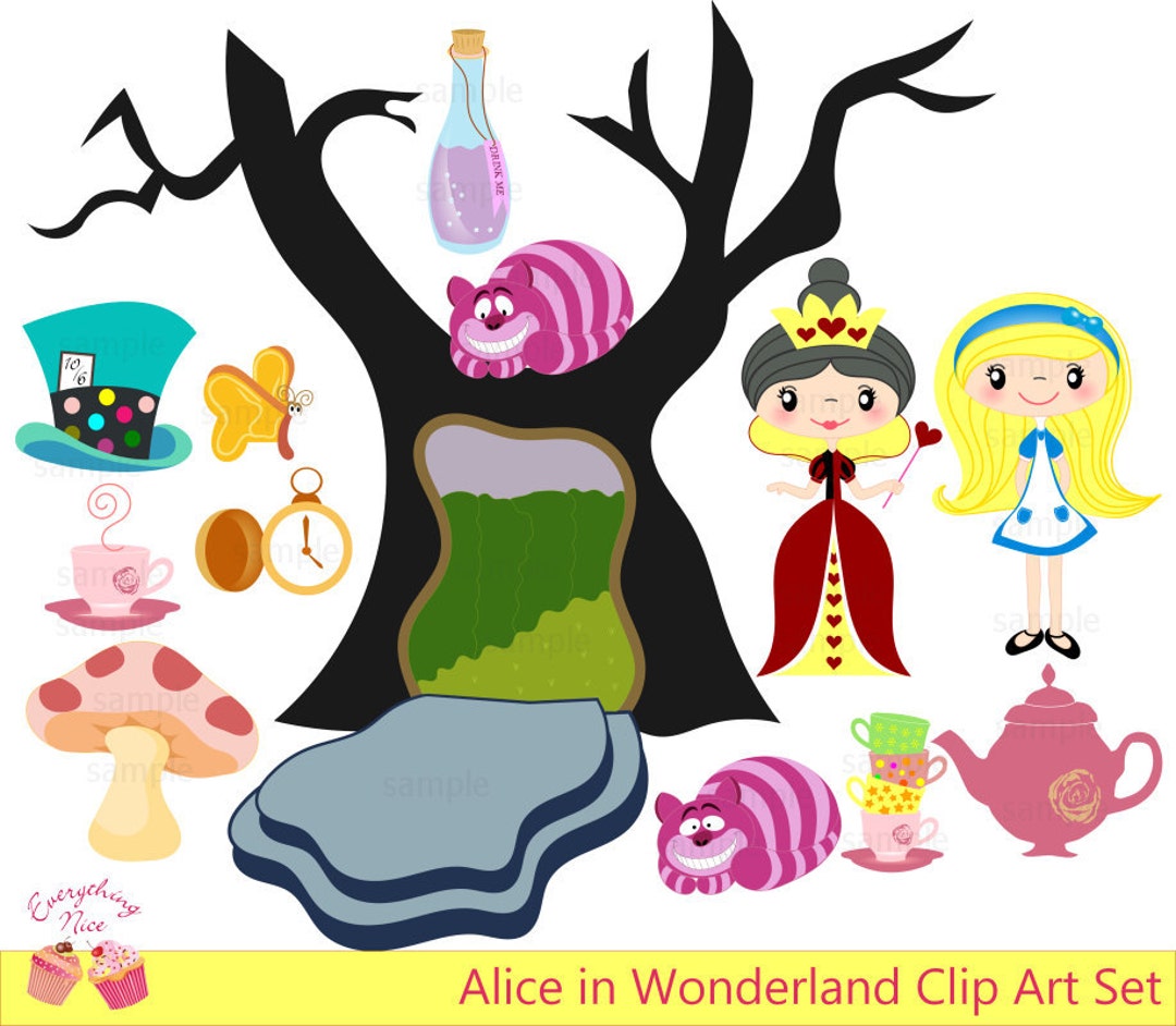 Alice in Wonderland Clip Art Set - Etsy