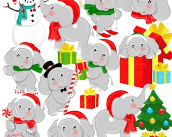 Jolly Christmas Animals 2 Clipart Set | Etsy