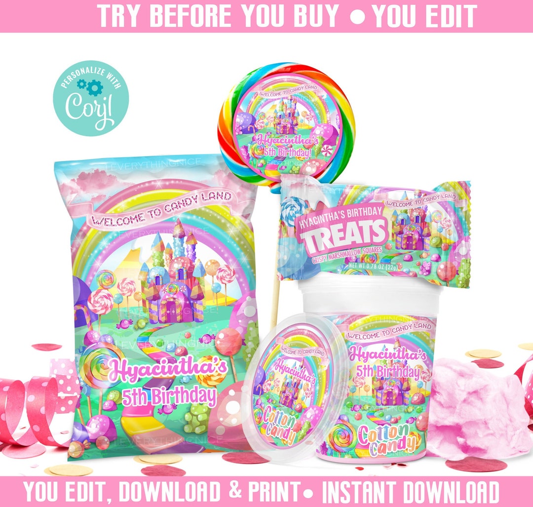 Pastel Candy Land Candyland Birthday Party Editable DIGITAL DOWNLOAD ...
