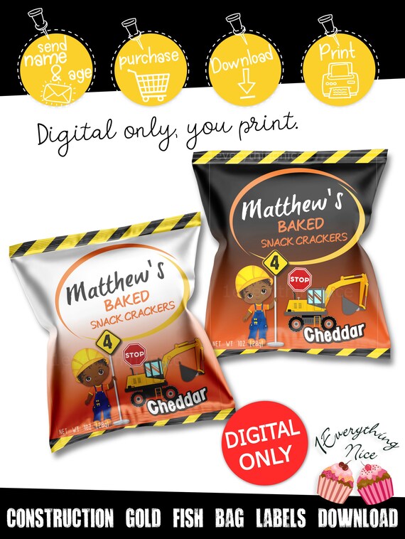 DIGITAL DOWNLOAD Construction African American Boy Birthday Party Theme ...