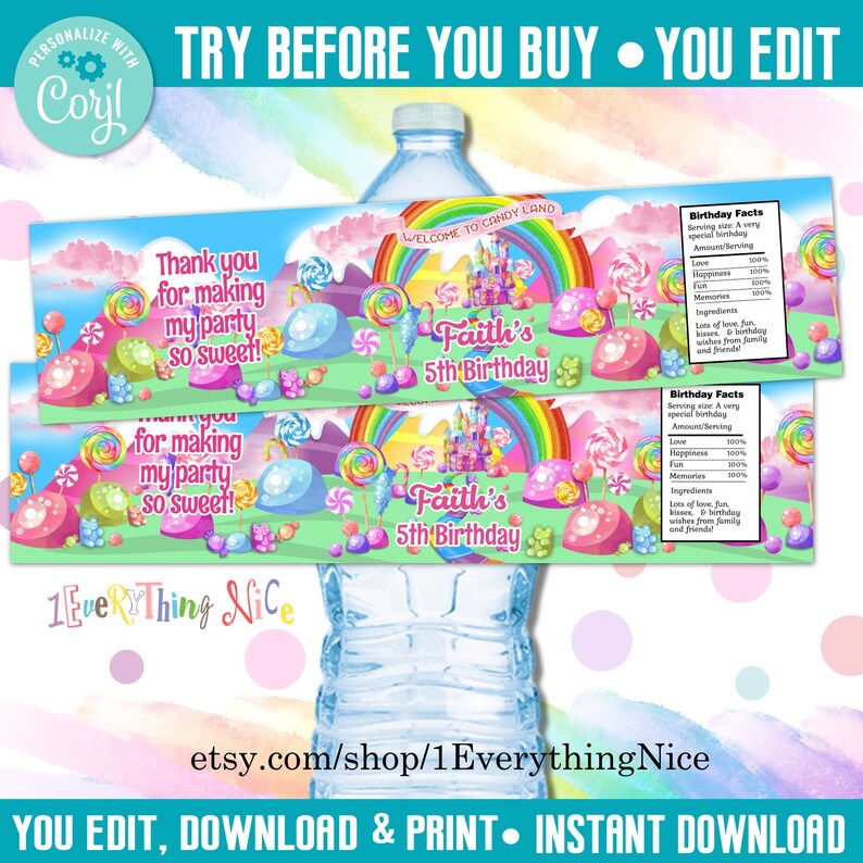 Editable DIGITAL DOWNLOAD Candy Land Candyland Birthday Party - Etsy