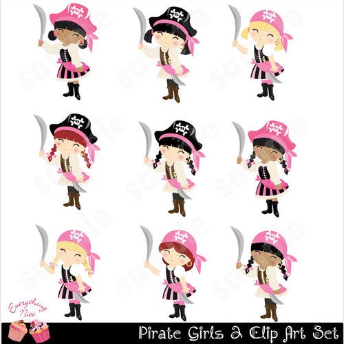 Pirate Girls Clip Art Set - Etsy