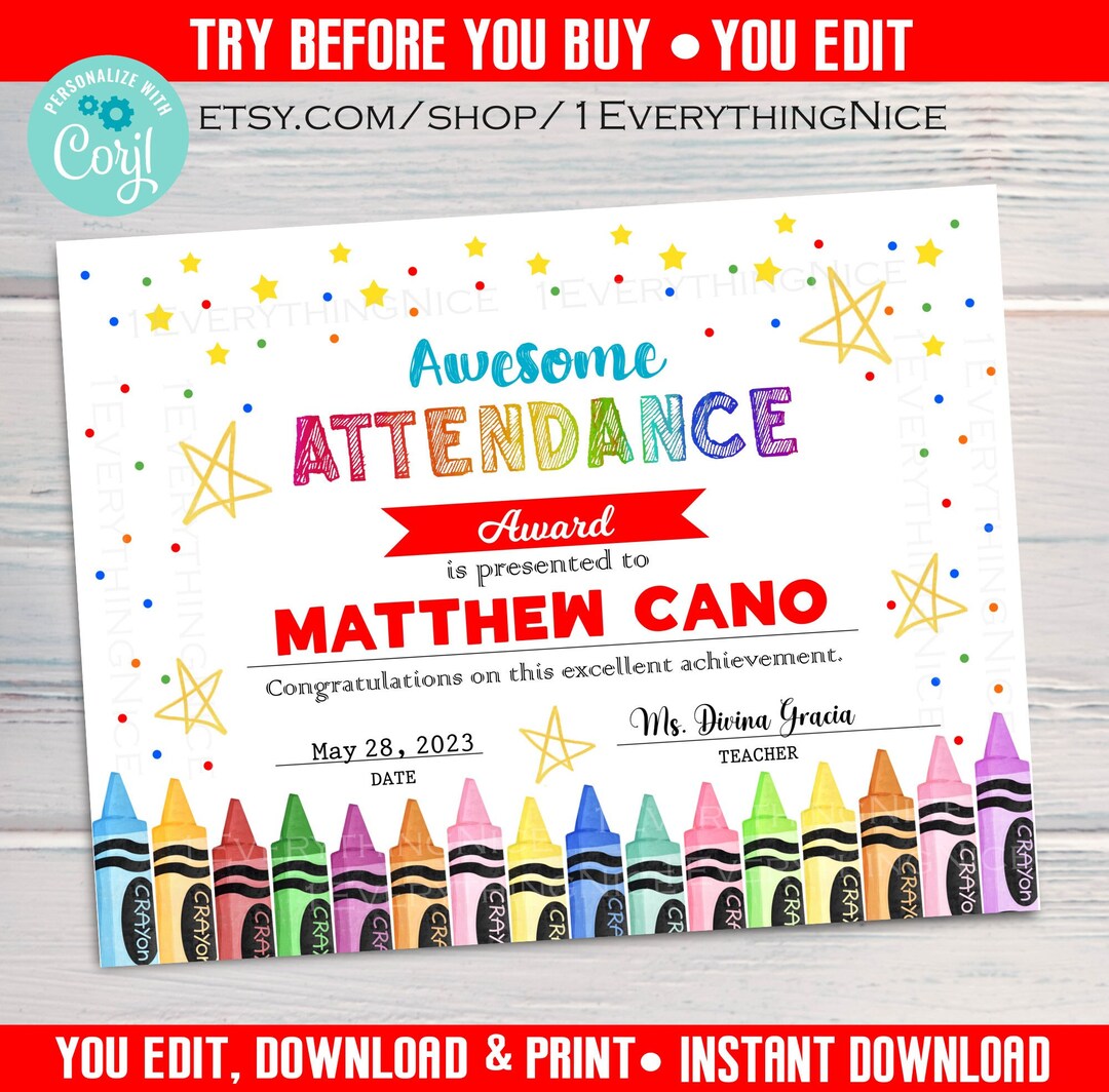 Editable Printable School Awards Student Award Certificate Digital ...