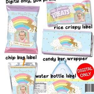 DIGITAL DOWNLOAD Unicorn Unicorns Theme Birthday Printables Labels ...