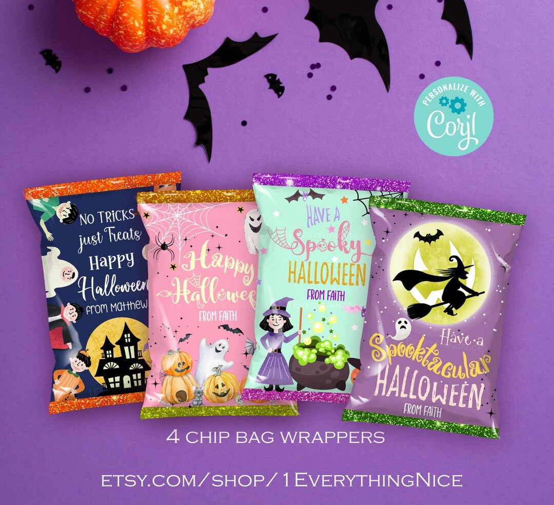 Have a Happy Spooky Halloween Theme Chip Bag Wrappers Editable Instant ...