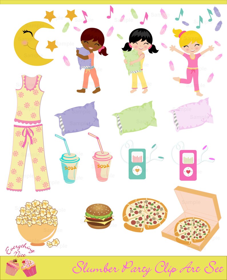 Slumber Party Clip Art Set - Etsy