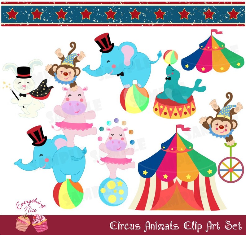 Circus Animals Clip Art Set - Etsy