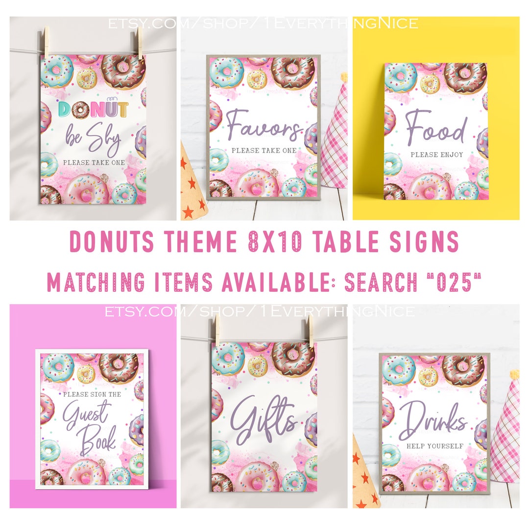 Donut Donuts Theme Birthday Baby Shower Party Instant Download 8x10 ...