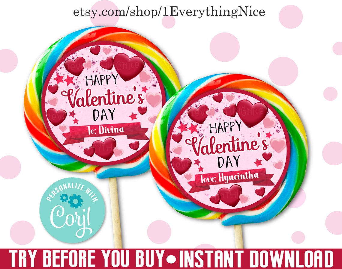 Editable DIGITAL DOWNLOAD Valentine Valentines Day Candy - Etsy