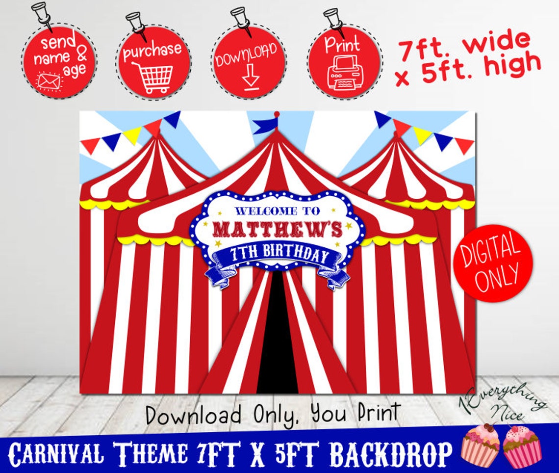 DIGITAL DOWNLOAD Carnival Theme 7ft. Wide X 5ft. High Backdrop - Etsy