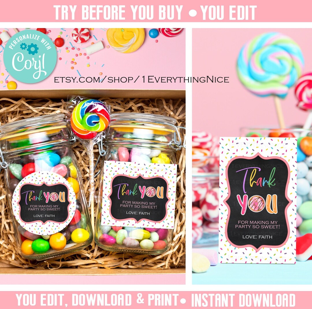 Editable DIGITAL Instant DOWNLOAD Pink Two Sweet Sweets Donuts - Etsy