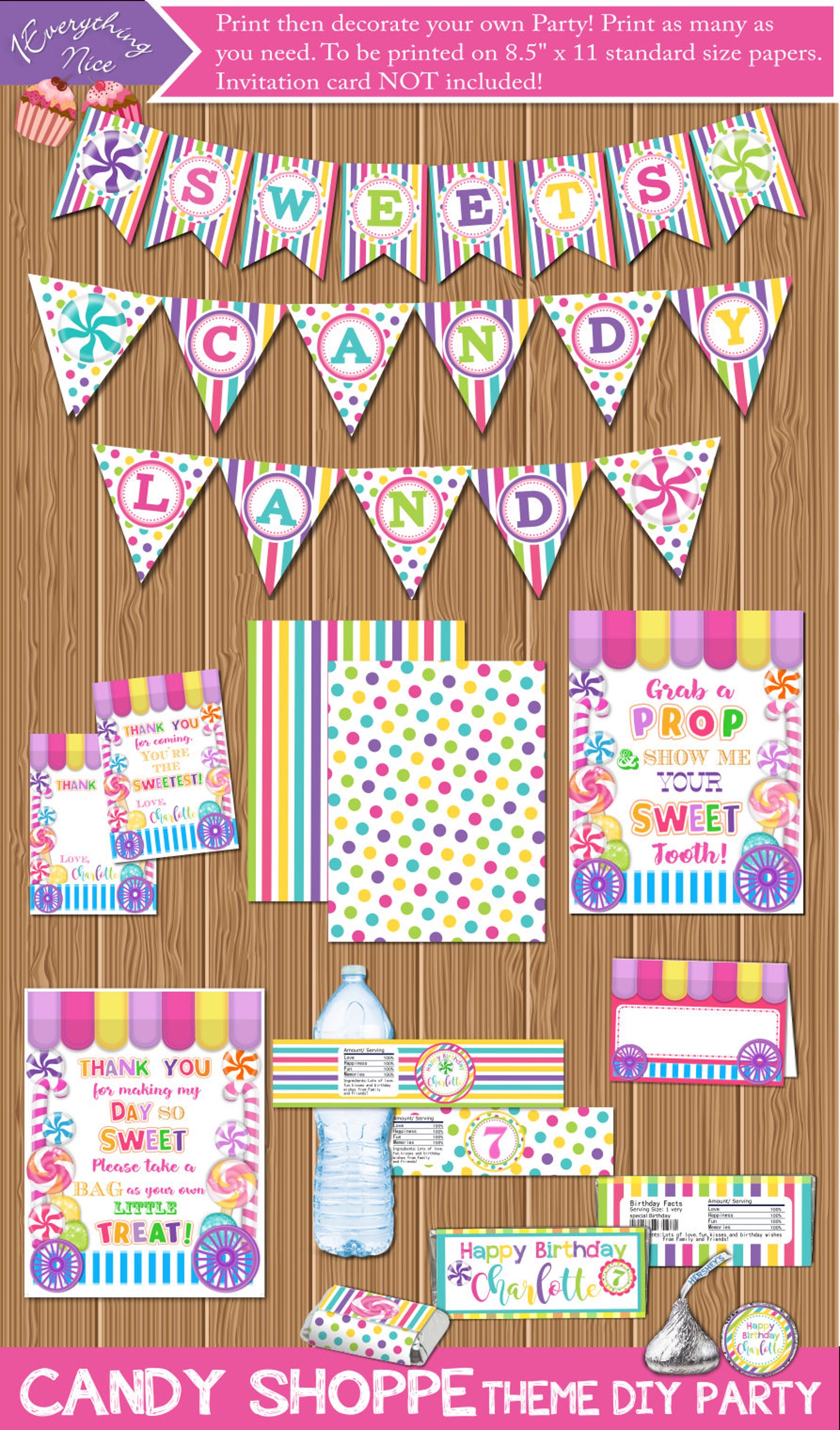 Candy Land Shoppe Birthday Theme Personalized DIY Digital - Etsy