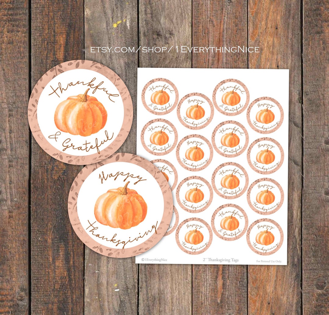 Happy Thanksgiving Fall Autumn 2 Round Tags Instant Digital Download ...
