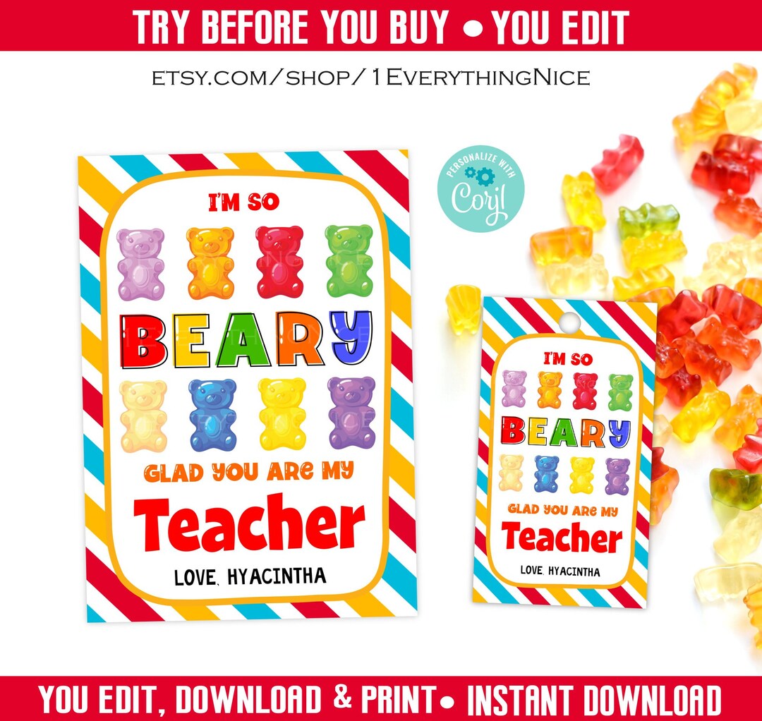 I'm so Beary Glad You're My Teacher | Teachers Staff Employee ...
