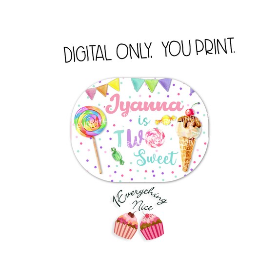 DIGITAL DOWNLOAD Two Sweet Ice Cream and Candies Birthday .67oz Snack ...