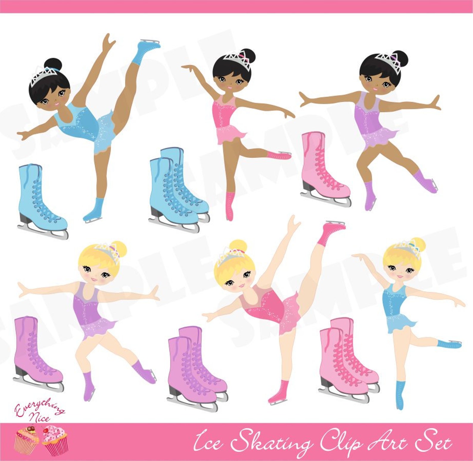 Ice Skating Ice Princesses Clip Art Set | Etsy