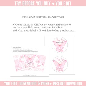 Editable DIGITAL DOWNLOAD Pink Butterfly Butterflies Theme 2oz Cotton ...