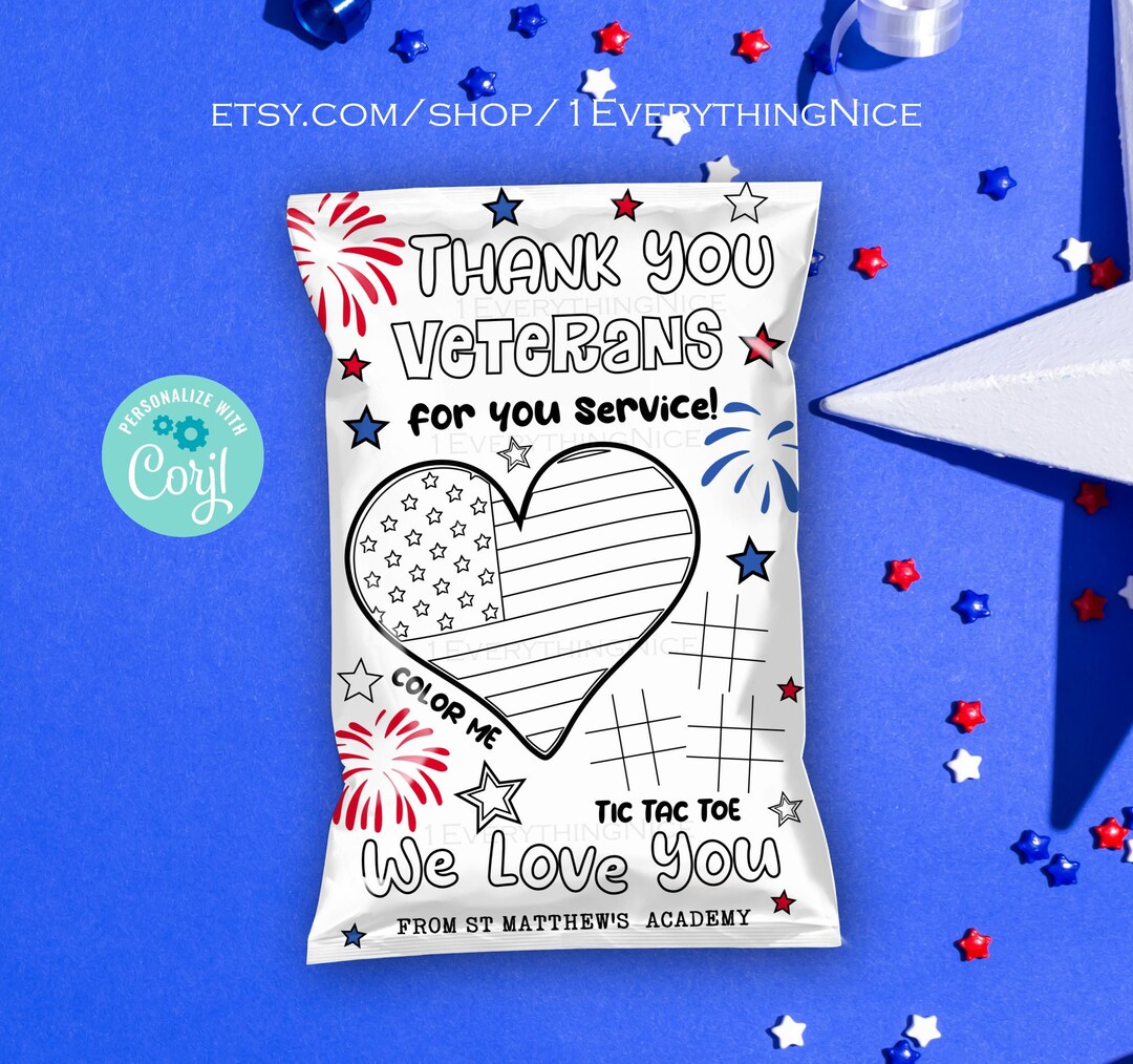 Thank You Veterans Theme Veteran Armistice Day Coloring Activity Chip ...