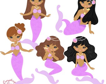 Autumn Mermaids Clipart Images Mermaids in Autumn Clipart - Etsy
