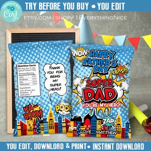 Instant Download Super Dad Happy Father's Day Best Daddy Pop Father ...