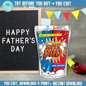Instant Download Super Dad Happy Father's Day Best Daddy Pop Father ...