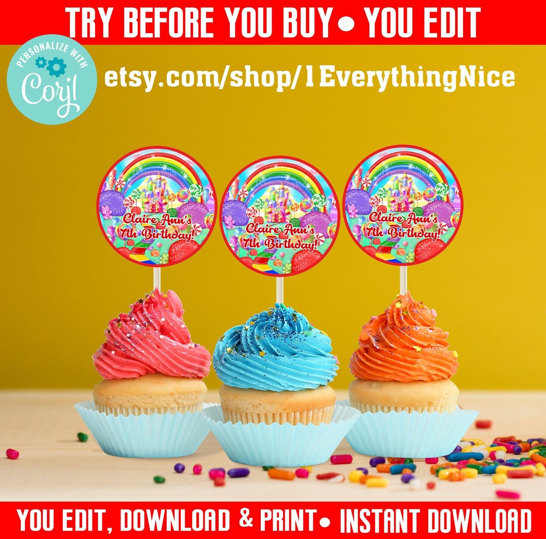 Candy Land Red Editable DIGITAL Instant DOWNLOAD Candyland Theme 2 ...