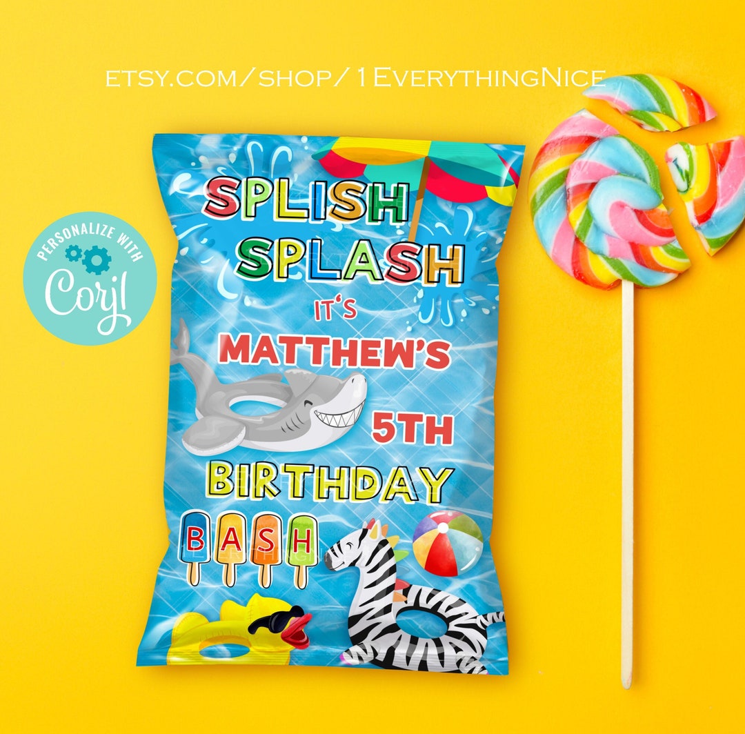Splish Splash Birthday Bash Editable Instant DIGITAL DOWNLOAD Pool ...