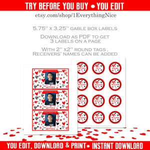 Editable DIGITAL Instant DOWNLOAD Valentine Valentines Day Gable Gift ...