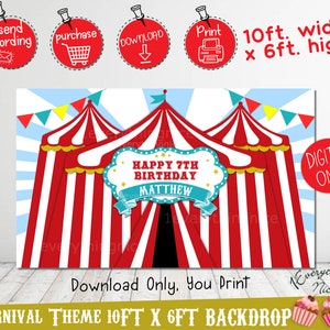 DIGITAL DOWNLOAD Carnival Circus Theme 10ft. Wide X 6ft. High Backdrop ...