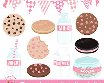 Kawaii Cookie and Milk Clipart Set Cookies and Milk Clip Art - Etsy