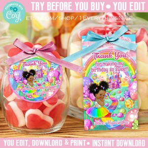 Candy Land Candyland Girl Thank You Favor Tags Labels Stickers ...