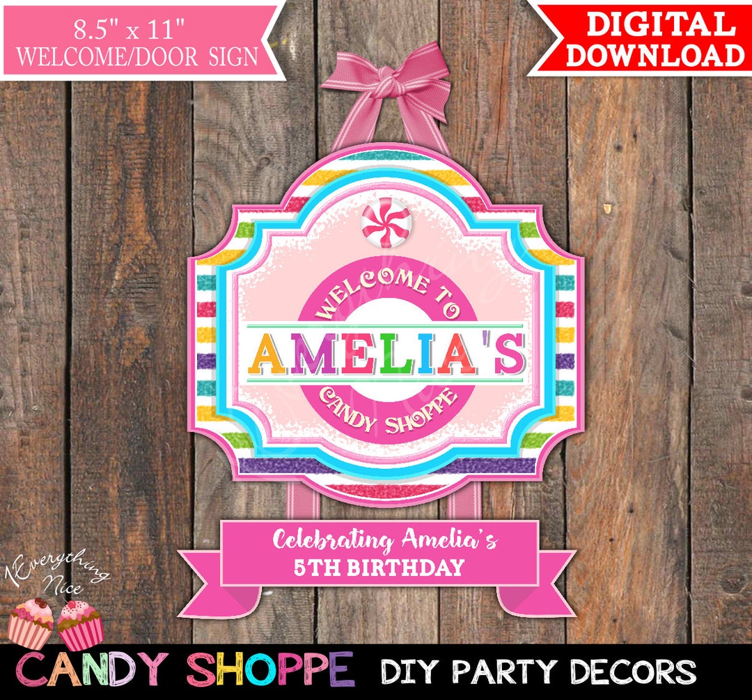 Sweet Candy Shoppe Theme Welcome Door Sign - Etsy