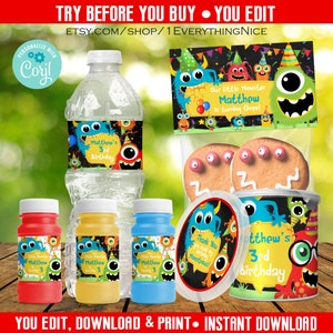 Monster Bash Monsters Theme Instant Download Birthday Party Printable ...