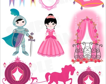 Princess and Knight Clip Art - Etsy