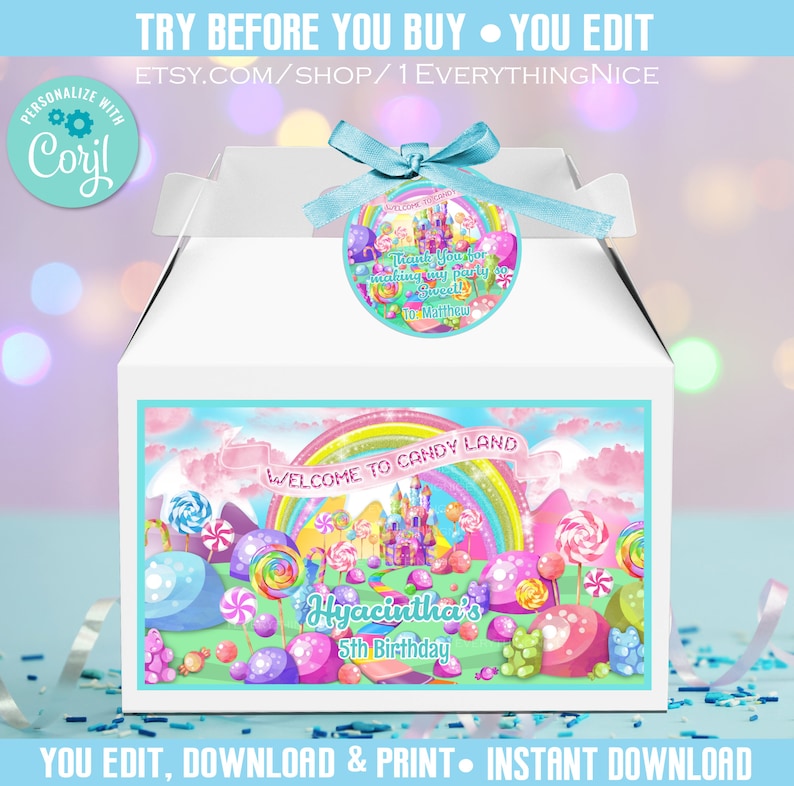 Pastel Editable DIGITAL Instant DOWNLOAD Candy Land Candyland Theme 5. ...