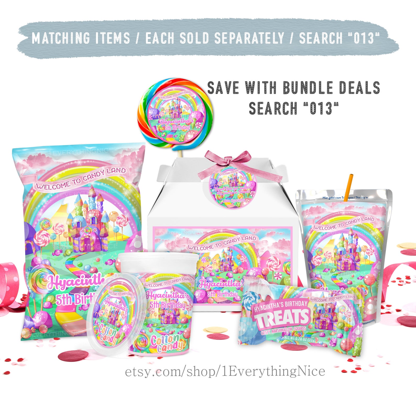 Pastel Editable DIGITAL DOWNLOAD Candy Land Candyland Birthday Baby ...
