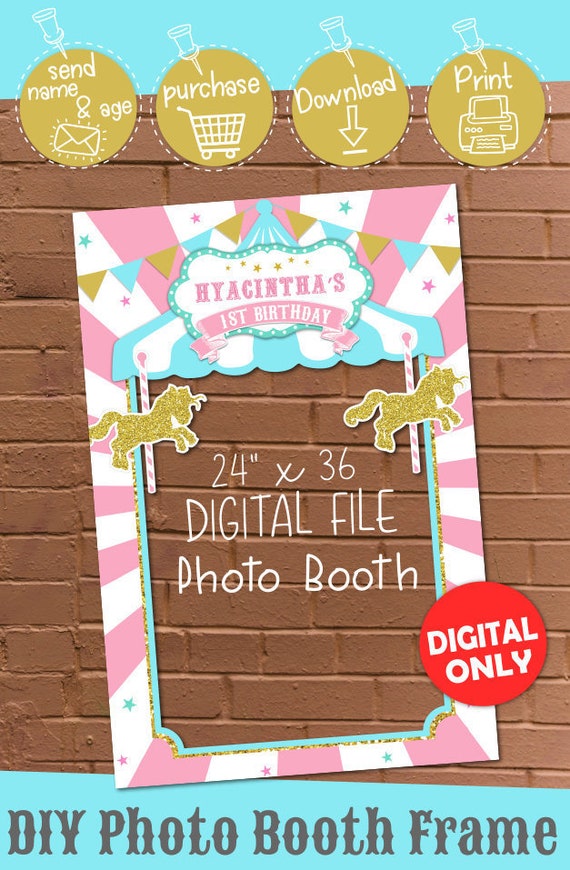 DIGITAL DOWNLOAD Carousel Theme Girl Colors 24" x 36" Birthday Photo ...